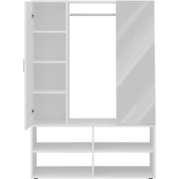 Kompaktgarderobe FMD, B:105cm H:151,2cm T:39,7cm, wei&szlig;, Holzwerkstoff, Schr&auml;nke, "Auma", Breite 105 cm
