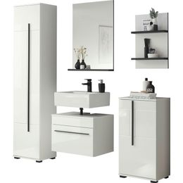 Badm&ouml;bel-Set Inosign, wei&szlig;, Kastenm&ouml;bel-Sets, "Cantara, Bad im modernen Design, 5-teiliges Badezimmer", Unterschrank, Schr&auml;nke, H&auml;ngeregal und