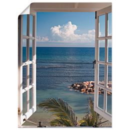 Wandbild Artland, B:30cm H:40cm, blau, Wohnzimmer, Bilder, "Fenster zum Paradies", als Alubild, Outdoorbild, Leinwandbild, Poster, Wandaufkleber