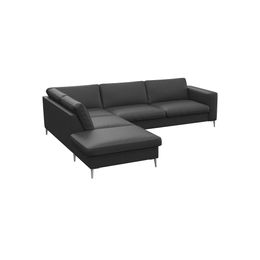 Ecksofa FLEXLUX, B:273cm H:85cm T:225cm, schwarz, 100% Echteder, Wohnzimmer, Sofas, "Fiore, super Sitzkomfort durch Kaltschaum im Sitz, L-Form",