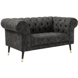 Chesterfield-Sofa Home Affaire, B:150cm H:77cm T:87cm, grau, Luxus-Microfaser Vintageoptik (66% PU, 27% Polyester, 7% Baumwolle);Struktur weich( 97%