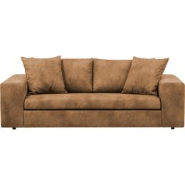 2-Sitzer Home Affaire, B:230cm H:72cm T:113cm, braun, Sofas, "SLEETLAND XXL in Samtvelours oder Vintage-Leder-Optik", besonders groß und bequem