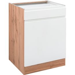 Unterschrank KOCHSTATION, B:60cm H:82cm T:60cm, wei&szlig;, Holzwerkstoff, K&uuml;che, Schr&auml;nke, "KS-Bruneck", >>Bruneck<< 60 cm breit, f&uuml;r viel Stauraum,
