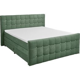 Boxspringbett, B:203cm L:222cm, gr&uuml;n, ED EXCITING DESIGN, 95% Polyester, 5% Polyamide, Jugendzimmer, Komplettbetten, "Loberie", mit Strasssteinen im