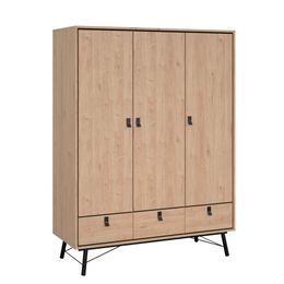 Kleiderschrank Andas, B:150,2cm H:200,4cm T:60,1cm, braun, Jugendzimmer, Schr&auml;nke, "RY", mit 3 T&uuml;ren und 3 Schubladen, Breite/H&ouml;he 150/200 cm