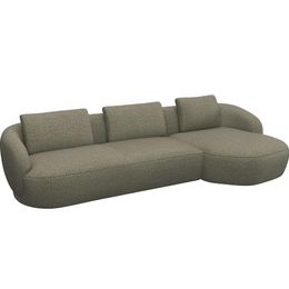 Wohnlandschaft FLEXLUX, B:307cm H:85cm T:146cm, gr&uuml;n, 62% Polyester, 17% Cotton, 14% Viscose, 7% Linen, Sofas, "Torino, rund, L-Form, Sofa-Ecke mit