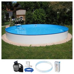 Rundpool KWAD, H:120cm &Oslash;:600cm, wei&szlig;, Schwimmbecken, "PALMA inkl. D&auml;mmung Protector zum Teileinbau", 5-tlg., mit Foliensack 0,6mm