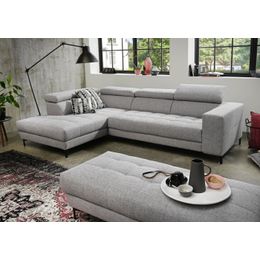 Ecksofa Alina, B:300cm H:102cm T:207cm, grau, Struktur TTA (100% Polyester), Wohnzimmer, Sofas, "Valea", mit R&uuml;ckenlehnenverstellung, wahlweise mit