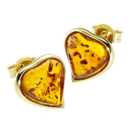 OSTSEE-SCHMUCK Damen Paar Ohrstecker "- Herz - Gold 333/000 - Bernstein", Gelbgold 333, gold, Gelbgold 333, Ohrringe