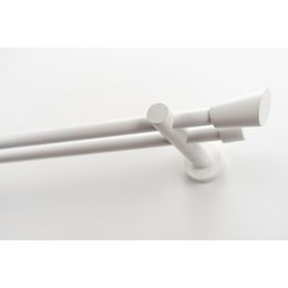 Gardinenstange Garesa, L:410cm &Oslash;:20mm, wei&szlig;, Holzwerkstoff, Metall, Wohnzimmer, Gardinenstangen, "MOLIS", Vorhanggarnitur, verl&auml;ngerbar, Wandmontage,