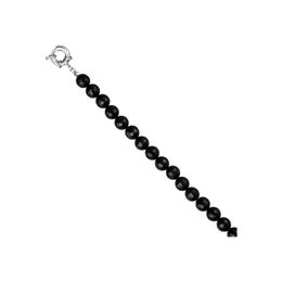 Jobo Damen Kette ohne Anhänger, Materialmix, L: 80, schwarz, Materialmix, Halsketten, mit Onyx-Kugeln 80 cm
