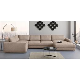 Wohnlandschaft Places of Style, B:390cm H:84cm T:209cm, beige, 100% Polyester, Sofas, "Bloomfield, Mega Polsterecke, Breite 390cm, viel Platz,