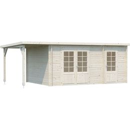 Gartenhaus Palmako, beige, Massivholz, Gartenh&auml;user, "Ella", 13,1+3,9 m&sup2;, mit Anbaudach