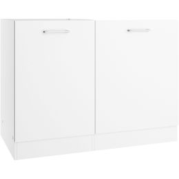 Spülenschrank KOCHSTATION, B:110cm H:82cm T:60cm, weiß, Spanplatte, Küche, Schränke, "KS-Milan", Spülzentrum 110 cm, matte oder hochglänzende Fronten