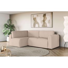 Ecksofa OTTO HOME, B:250cm H:86cm T:166cm, beige, 100% Polyester, Wohnzimmer, Sofas, "Zacharia wahlweise Schlafsofa mit Bettkasten, B/T/H 250/166/86