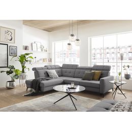 Ecksofa Musterring, B:272cm H:84cm T:214cm, grau, 100% Polyester, Wohnzimmer, Sofas, "MR 4615", mit Kopf- und R&uuml;ckenverstellung, Metallfu&szlig; schwarz,