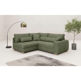 Ecksofa MR. COUCH, B:227cm H:68cm T:190cm, grün, Stripes (92% Polyester / 8% Nylon), Wohnzimmer, Sofas, "Hilla L-Form, bis 140 kg belastbar", mit