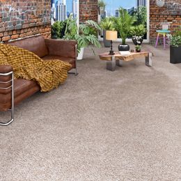 my home Teppichboden "Rava, Velours", B : 400cm 1 Stk., 16mm, L: 175cm, beige, Schlafzimmer, Teppiche, Uni Farben, Breite 400 cm, weich,