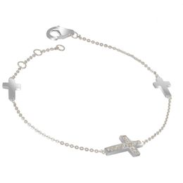 Firetti Damen Armband "Schmuck Geschenk Silber 925 Armschmuck Armkette Shorty Kreuze", 18cm, Silber 925 (Sterlingsilber)silberfarben, kristallweiß,