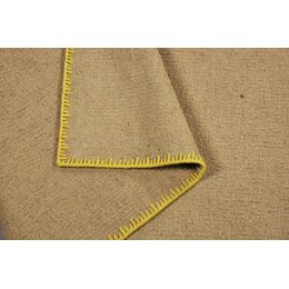 Teppich Pad, B:170cm H:6mm L:200cm, beige, Jute, Wolle, Wohnzimmer, Teppiche, "MOSS", Juteteppich, handgewebt, Uni Farben, farbige Umrandung,