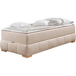 Boxbett OTTO HOME, B:104cm L:204cm, beige, Komplettbetten, "Wehma", ohne Kopfteil, inklusive Topper und Bettkasten