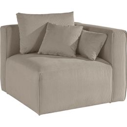 Sofa-Eckelement Home Affaire, B:100cm H:75cm T:100cm, beige, Struktur Hahnentritt (67% Polypropylen 33% Polyester);Fellimitat (100%