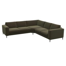 Ecksofa FLEXLUX, B:257cm H:85cm T:92cm, gr&uuml;n, 100% Polyester, Wohnzimmer, Sofas, "Fiore, gleichschenklig, super Sitzkomfort durch Kaltschaum im