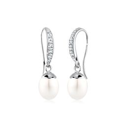 Elli Damen Paar Ohrh&auml;nger "S&uuml;&szlig;wasserzuchtperlen Kristalle Wei&szlig; 925 Sterling Silber", onesize, ohne Stein, Silber 925 (Sterlingsilber), wei&szlig;, Silber