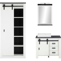 Badm&ouml;bel-Set Home Affaire, B:156cm H:210cm T:43cm, wei&szlig;, Holzwerkstoff, Kastenm&ouml;bel-Sets, "SHERWOOD, Bad im modernen Design, 3-teiliges Badezimmer",