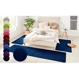Bettumrandung Hanse Home, H:8mm, blau, Obermaterial: 100% Polypropylen, Schlafzimmer, Bettumrandungen, "Shashi", Kurzflor, Unifarben, Teppich,