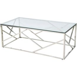 Couchtisch Salesfever, B:120cm H:45cm T:60cm, silber, Metall, Sicherheitsglas, Wohnzimmer, Tische, "Couchtisch mit stilvoller Eleganz",