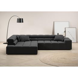 Ecksofa Inosign, B:319cm H:70cm T:215cm, grau, Struktur (85% Polyester, 15% Viskose);Luxus-Microfaser weich (98% Polyester, 2% Nylon);Velours (100%