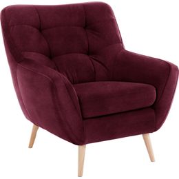 Sessel, B:87cm H:92cm T:92cm, rot, exxpo - SOFA FASHION, Korpus: 100% PES;Luxus-Microfaser (100% Polyester), Wohnzimmer, Sessel, "Scandi,