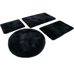 Badematte HOMIE LIVING, H:30mm, schwarz, Polyester, Badematten, "Porto Azzurro", Badteppich, uni, rechteckig & rund, waschbar, Badezimmerteppich