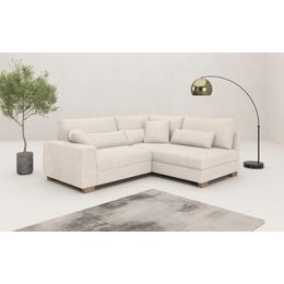 Ecksofa MR. COUCH, B:227cm H:68cm T:190cm, beige, Stripes (92% Polyester / 8% Nylon), Wohnzimmer, Sofas, "Hilla L-Form", Mit Federkern, wahlweise mit