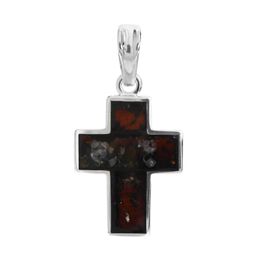 OSTSEE-SCHMUCK Damen Kettenanh&auml;nger "OSTSEE-SCHMUCK Anh&auml;nger Kreuz 24 x 19 mm", 37x19mm, Silber 925 (Sterlingsilber), 4,2 g, wei&szlig;, Silber 925