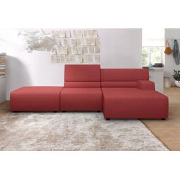 Ecksofa Egoitaliano, B:287cm H:80cm T:98cm, rot, Luxus-Micofaser Lederoptik (100% Polyester) ist ein neues technisches Gewebe mit einem visuellen und