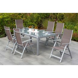 Garten-Essgruppe Merxx, grau, Aluminium, Polyester, Sitzmöbel-Sets, "Carrara"
