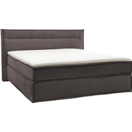 Boxspringbett Musterring, B:200cm L:215cm, grau, Komplettbetten, "JustB SC100", schwebende Optik, inklusive Topper, verschiedene Farben, 180 x 200 cm