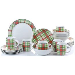 Retsch Arzberg Kombiservice "Highland Green", 24 Stk., bunt, Geschirr-Sets, traditionelles Schotten-Karo in frischen Farben