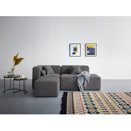 Ecksofa Home Affaire, B:233cm H:76,5cm T:93cm, grau, 100% Polyester, Wohnzimmer, Sofas, "Sundstrup L-Form", Modulserie, individuelle Zusammenstellung