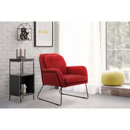 Sessel Home Affaire, B:69cm H:86cm T:75cm, rot, Wohnzimmer, Sessel, "Flin Cocktailsesel", mit Kn&ouml;pfen und Kissenoptik im R&uuml;cken