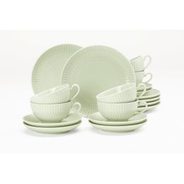 Seltmann Weiden Geschirr-Set "Teeservice 18-teilig klein Amina seladon", 18 Stk., grün, Geschirr-Sets, Teller, Tassen, grün, Amina