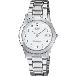 Damen Quarzuhr, silber, CASIO TIMELESS COLLECTION, Armbanduhren, Armbanduhr, Damenuhr, analog, Datum, Edelstahlarmband