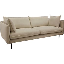 3-Sitzer Home Affaire, B:220cm H:88cm T:103cm, beige, Struktur fein (100% Polyester);Filzoptik (100% Polester), Sofas, "Somba", mit dickem Keder und