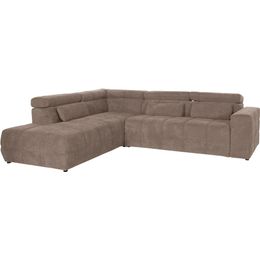 Ecksofa DOMO collection, B:275cm H:80cm T:228cm, braun, Wohnzimmer, Sofas, "Brandon L-Form, auch in Leder", inklusive Kopfteilverstellung, wahlweise