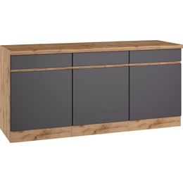 Unterschrank KOCHSTATION, B:180cm H:86cm T:60cm, grau, Holzwerkstoff, K&uuml;che, Schr&auml;nke, "KS-Riesa", Breite 180 cm, MDF-Fronten