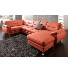 Sit & More Wohnlandschaft SIT & MORE, B:312cm H:85cm T:179cm, orange, NaturLEDER (echtes Rindleder)/Korpus passendes Kunstleder Softlux;Luxus-Microfaser Altara