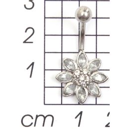 Firetti Damen Bauchnabelpiercing "Schmuck Geschenk Piercing K&ouml;rperschmuck Blume", silber, Edelstahl, Piercings, mit Glasstein