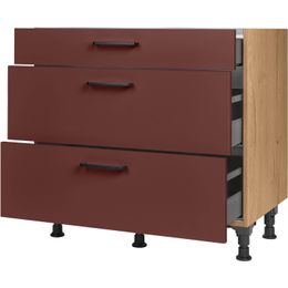 Kochfeldumbauschrank Nobilia, B:90cm H:87cm T:58,3cm, rot, Schr&auml;nke, ""Easytouch", vormontiert, mit Schubkasten und Ausz&uuml;gen", in den Breiten 60 und